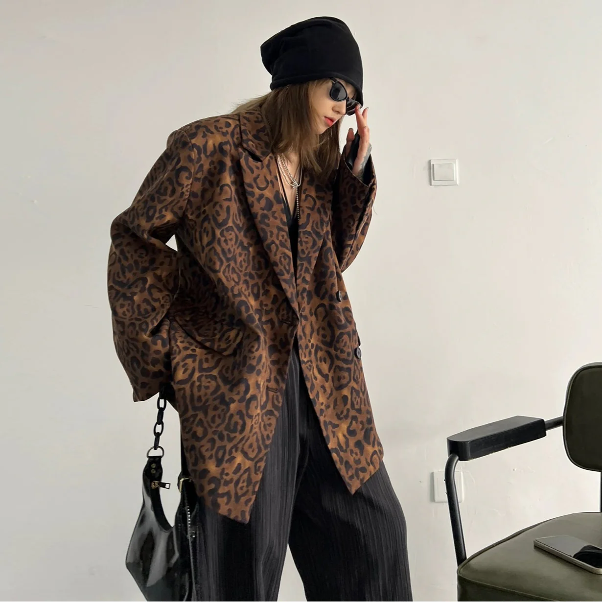 【アウター】INS oversize レトロ ヒョウ柄 スーツジャケット – MADOECHO